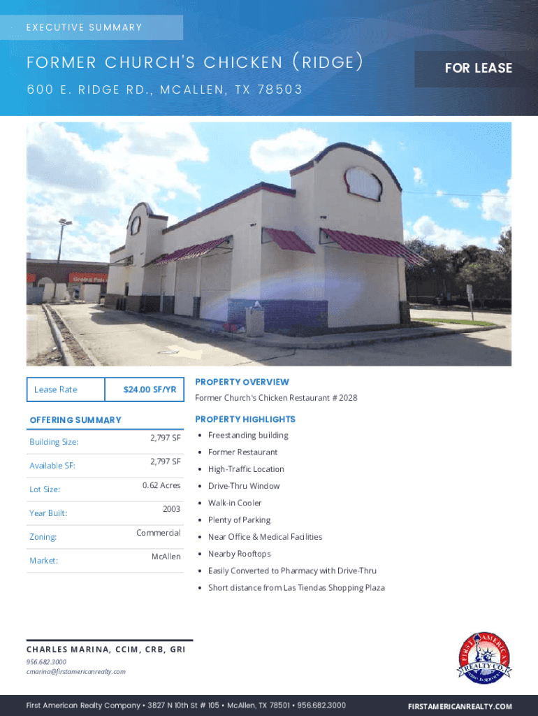 Fillable Online FORMER CHURCH'S CHICKEN (RIDGE) Fax Email Print - pdfFiller