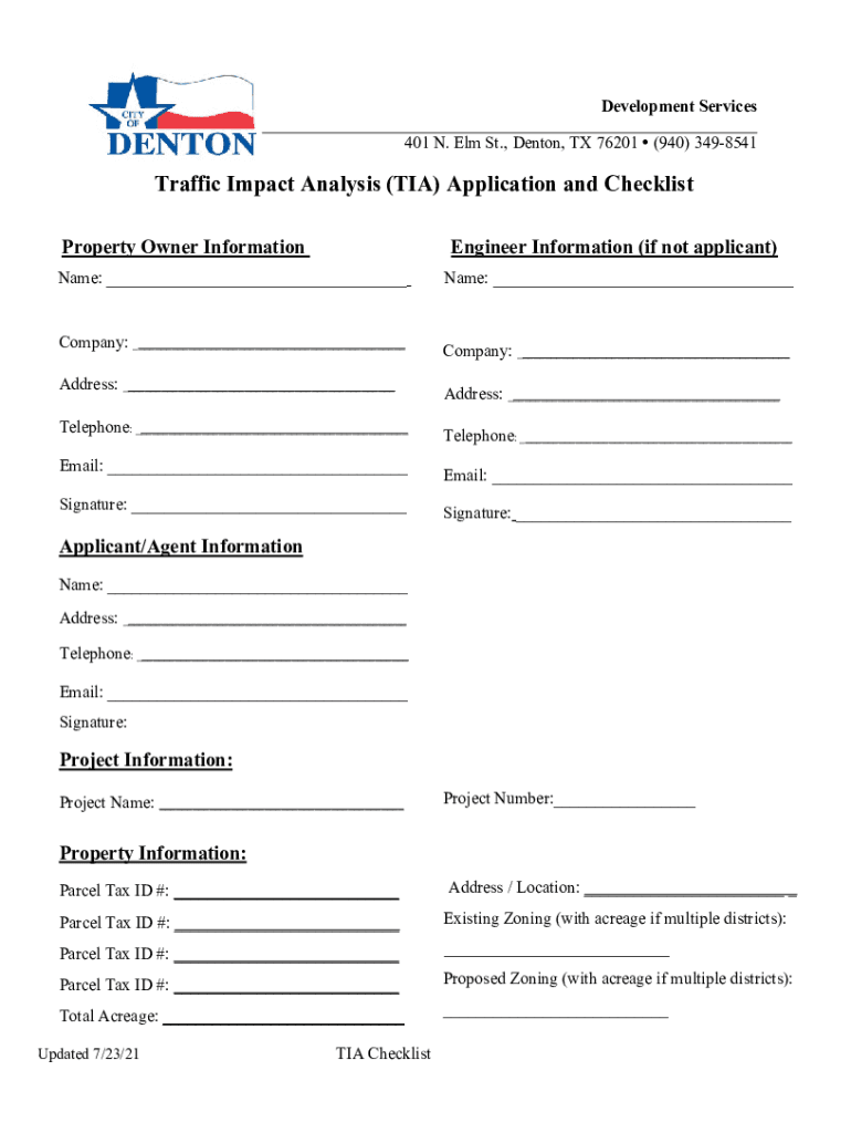 Fillable Online Fillable Online Traffic Impact Analysis - City of ...