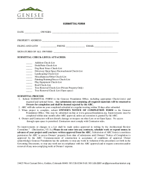 Fillable Online Submittal Form for Architectural Review Committee Fax ...