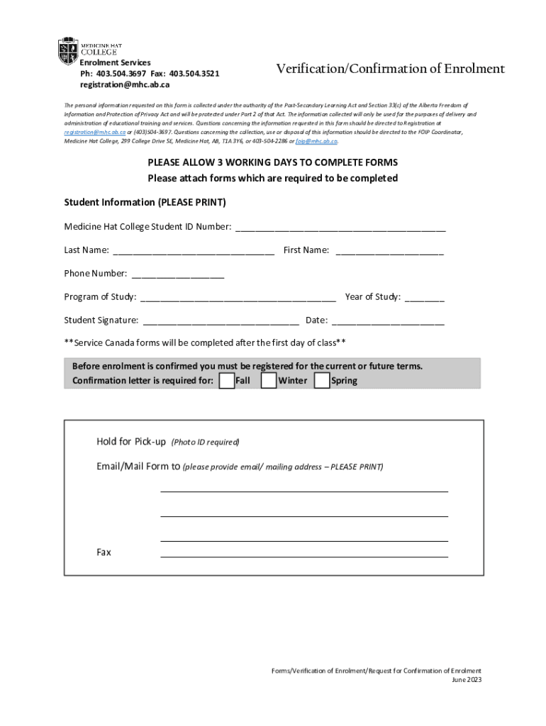 Fillable Online Verification/Confirmation of Enrolment Fax Email Print - pdfFiller