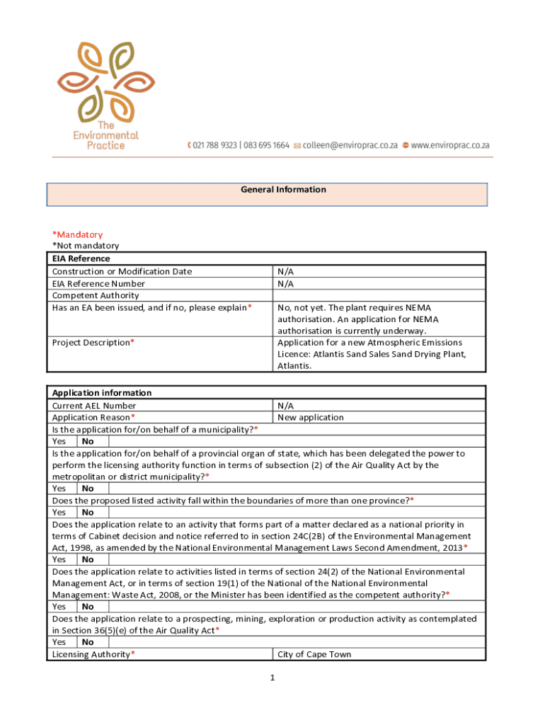 Fillable Online Environmental impact assessmentThe range of activities ... Fax Email Print ...