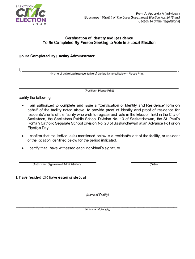 Fillable Online L-30.11 REG 1 Appendix A FORM A Subclause 110(a)(ii) of ...