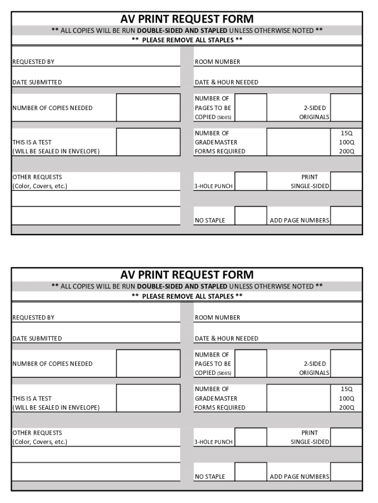Fillable Online AV Print Request Form Fax Email Print - pdfFiller