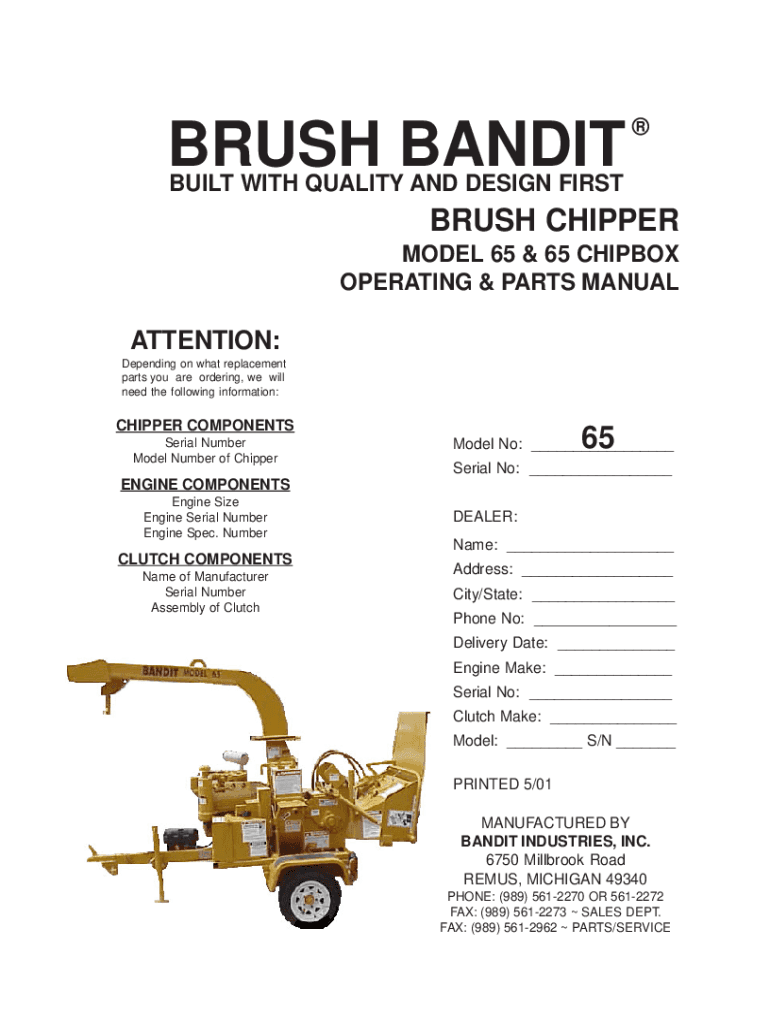 Fillable Online Bandit 65 chipper - Jones Family Website Home Page Fax ...