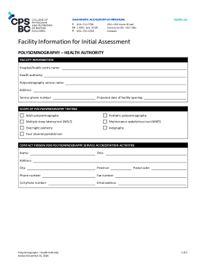 Fillable Online Facility Information for Initial Assessment Fax Email ...