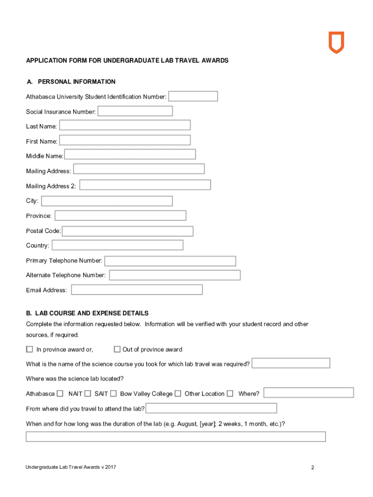 Fillable Online Apply for Athabasca University student awards and bursaries Fax Email Print ...