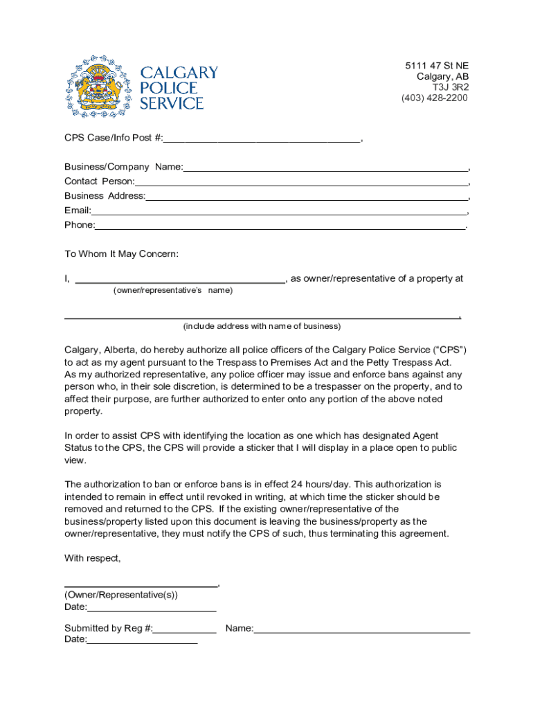 Fillable Online Calgary Police Department, 5111 47 St NE ... Fax Email ...