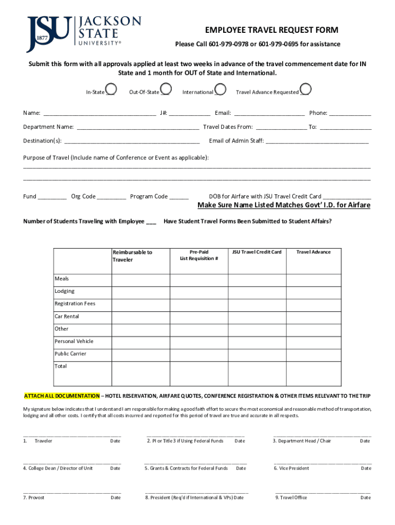Fillable Online EMPLOYEE BLANKET TRAVEL REQUEST FORM Fax Email Print ...