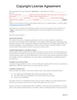 Fillable Online This Copyright License Agreement (this "Agreement") is ...