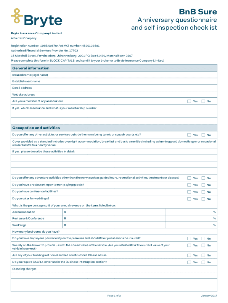 Fillable Online BnB Sure Fax Email Print - pdfFiller