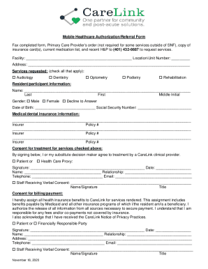 Fillable Online Mobile Healthcare Authorization/Referral Form Fax ...