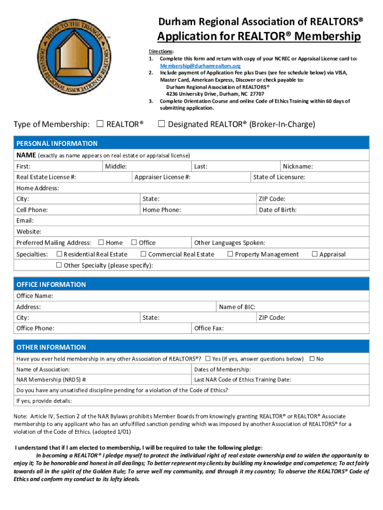 Fillable Online 2022 RRAR REALTOR APPLICATION FORM Fax Email Print ...