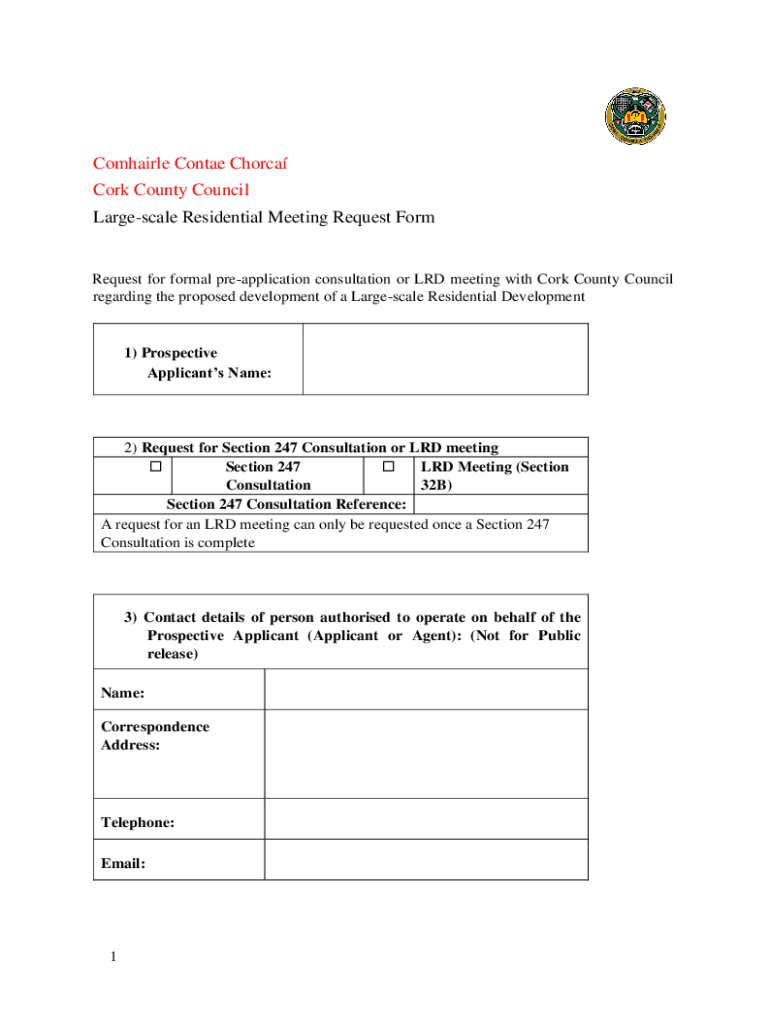 Fillable Online Large-scale Residential Meeting Request Form Fax Email ...