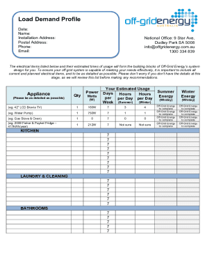 Fillable Online OEA Load Profile Form (word) Fax Email Print - pdfFiller