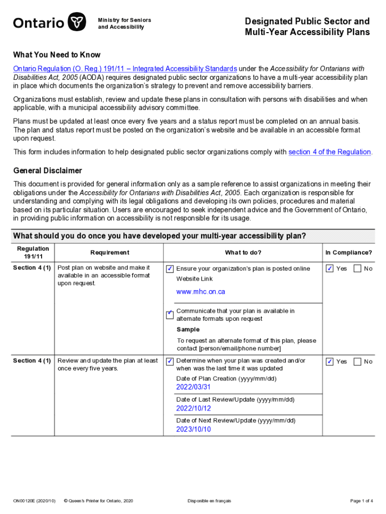 Fillable Online Designated Public Sector and Multi-Year Accessibility ...