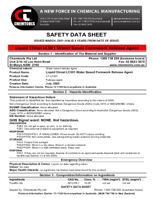 Fillable Online SAFETY DATA SHEET LIQUID RELEASE AGENT Fax Email Print ...