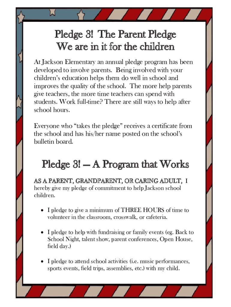 Completable En línea Pledge 3! The Parent Pledge We are in it for the ...