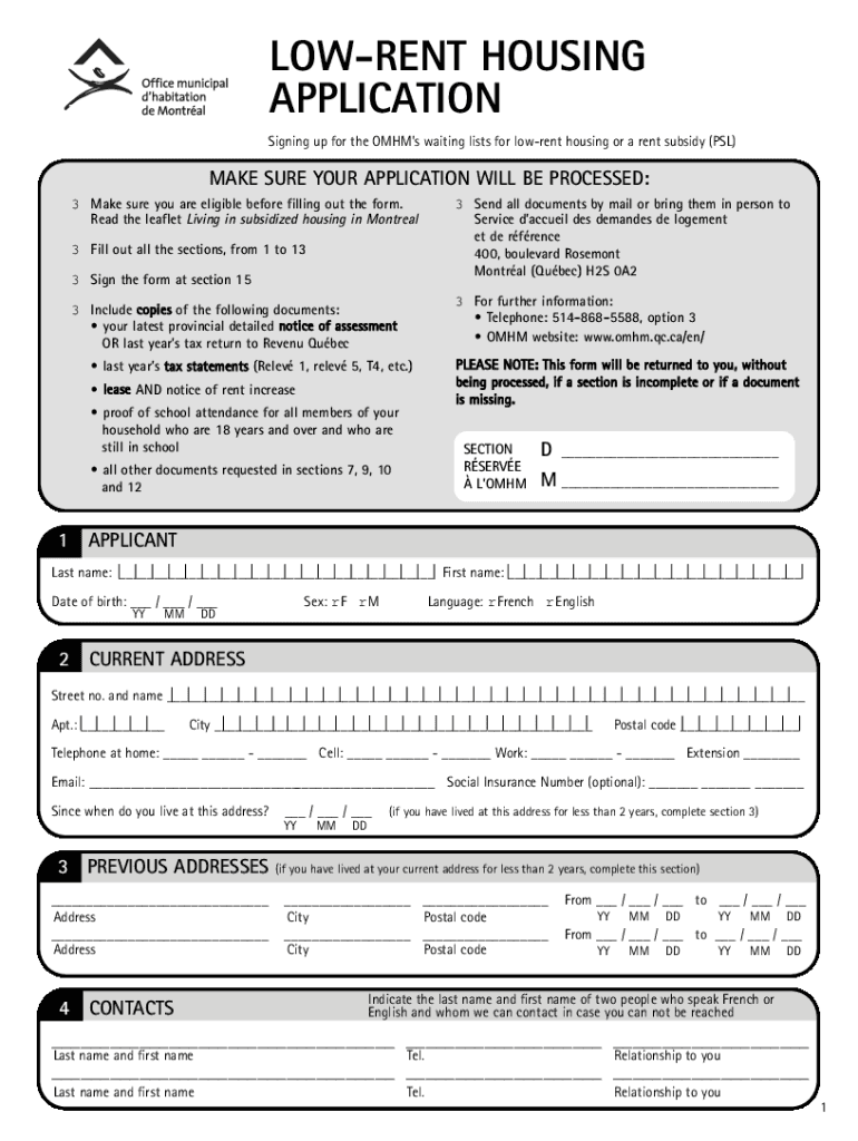 Fillable Online LOW-RENT HOUSING APPLICATION Fax Email Print - pdfFiller