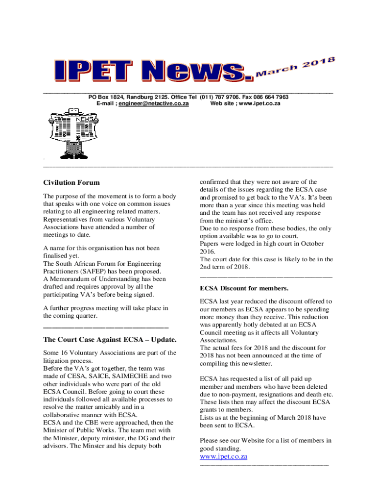 Fillable Online IPET News Fax Email Print - pdfFiller