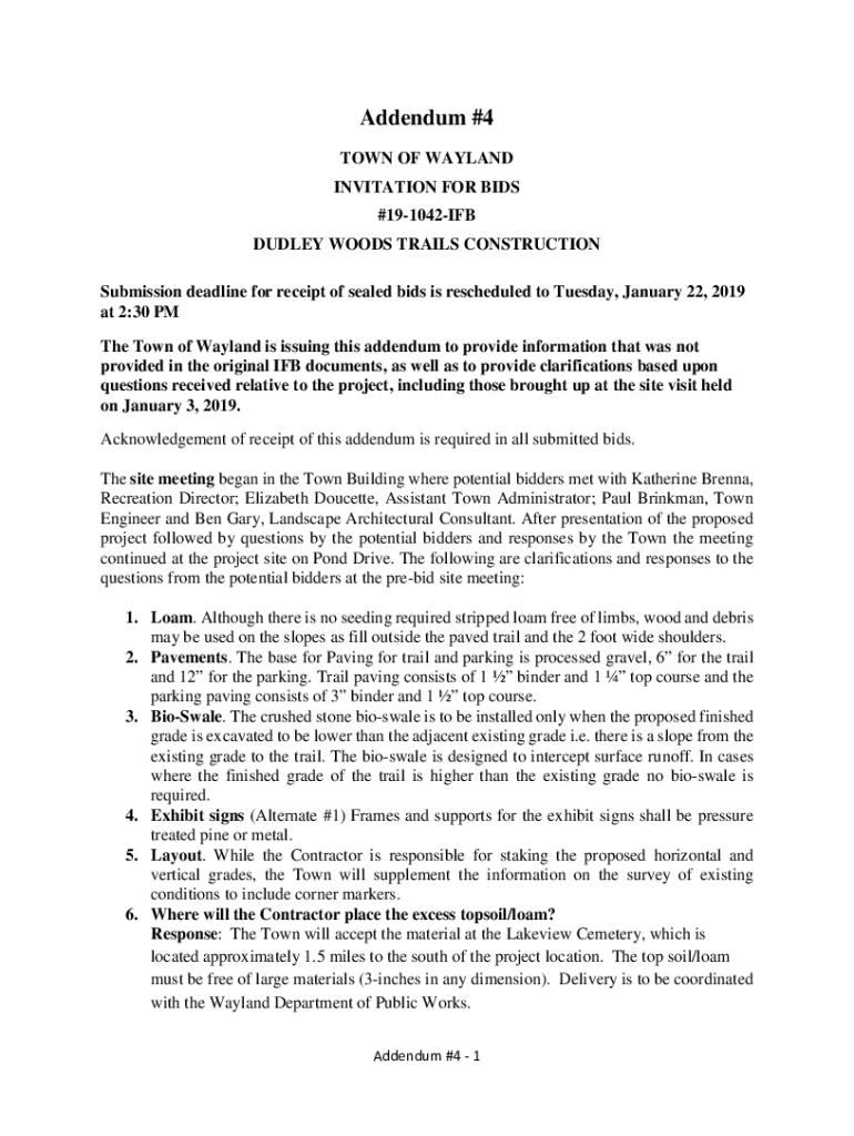 Fillable Online ADDENDUM NO. 4 Wayland, MA IFB #20-1012 Fax Email Print ...