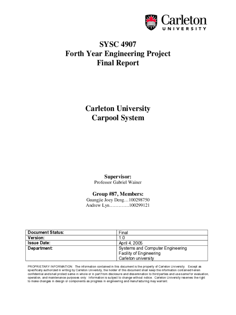 Fillable Online Department of Electronics 4th-Year Engineering Project ...