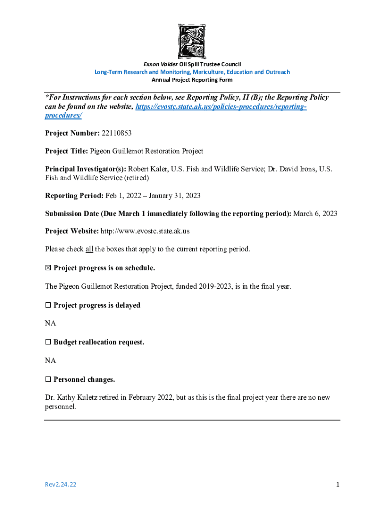 Fillable Online Annual Project Reporting Form Fax Email Print - pdfFiller