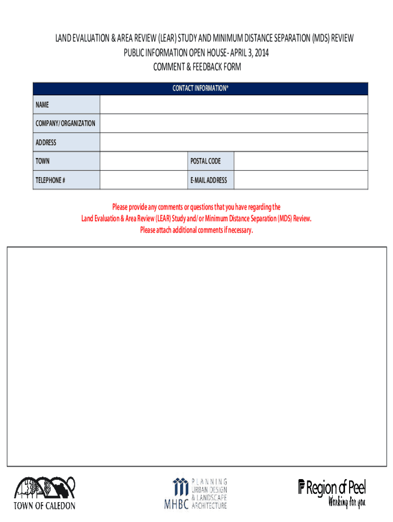 Fillable Online LEAR Study & MDS Review Public Information Open House ...