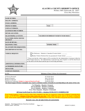 Fillable Online Extra Duty Worksheet Fax Email Print - pdfFiller