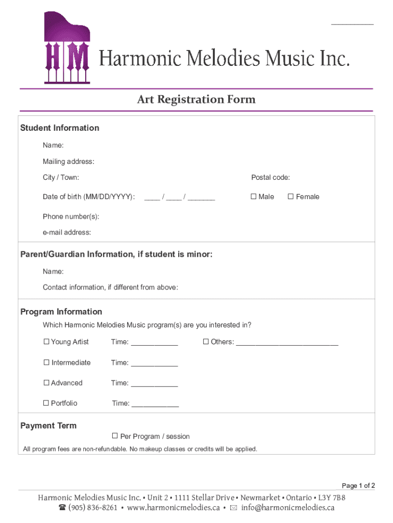 Fillable Online Art Registration Form Fax Email Print - pdfFiller