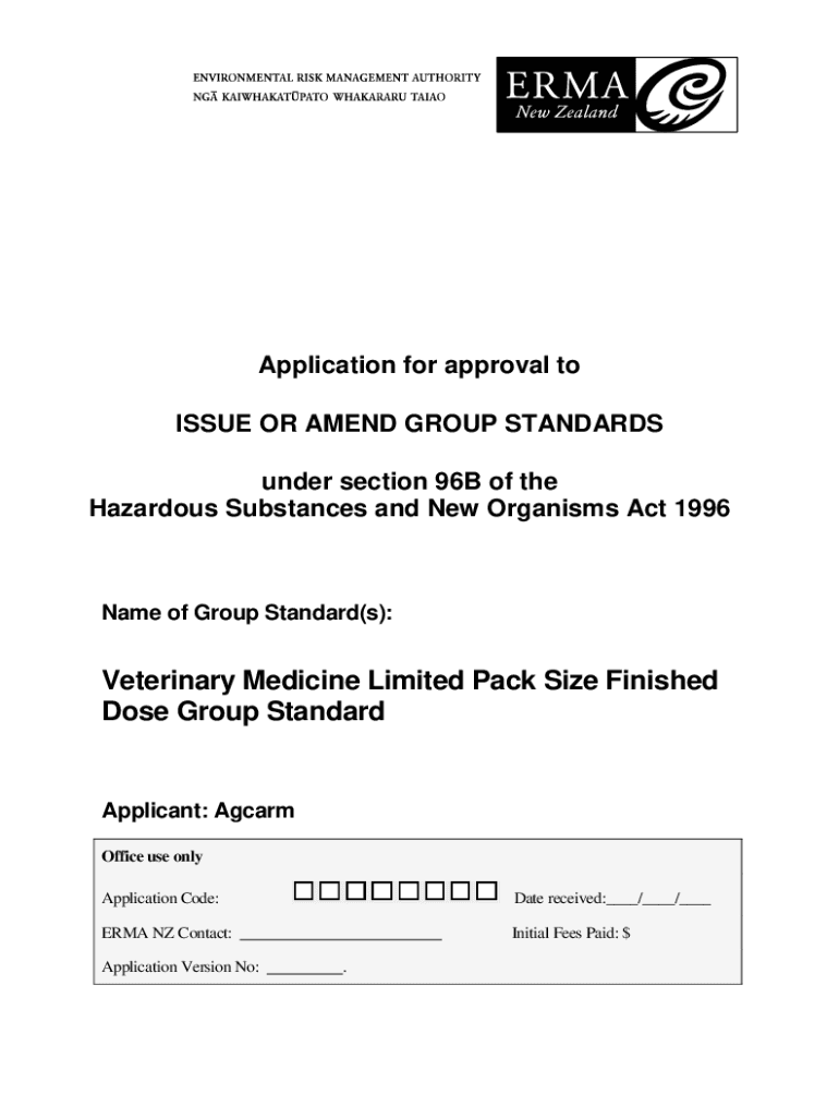 Fillable Online Draft Application Form for New Group Standards. Form ...
