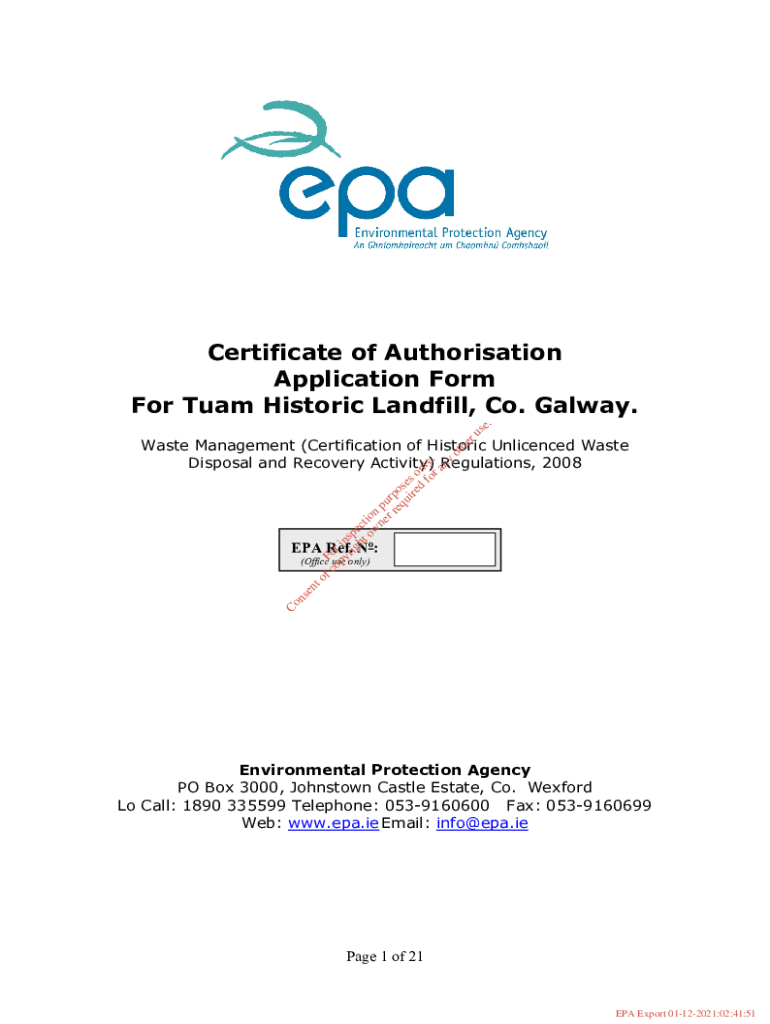 Fillable Online Certificate of Authorisation Application Form For New Inn ... Fax Email Print ...