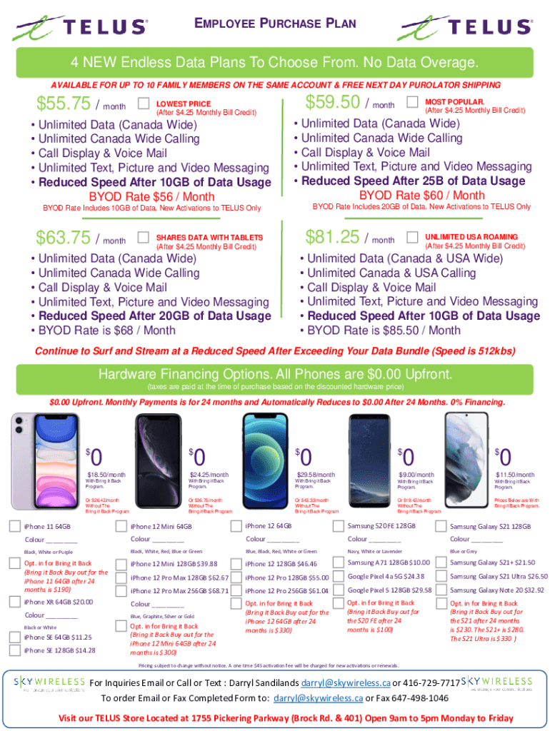 Fillable Online cupe mb Wireless Plans: Cell Phone Plan, Data Only, 5G ...