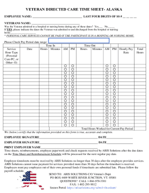 Fillable Online veteran directed care time sheet- alaska Fax Email ...