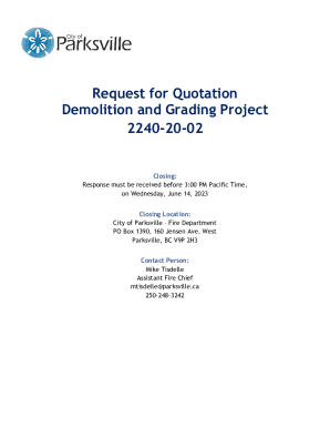 Fillable Online Request for Quotation Demolition and Grading Project ...