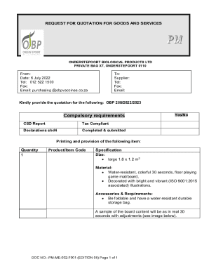 Fillable Online ONDERSTEPOORT BIOLOGICAL PRODUCTS LTD Fax Email Print ...