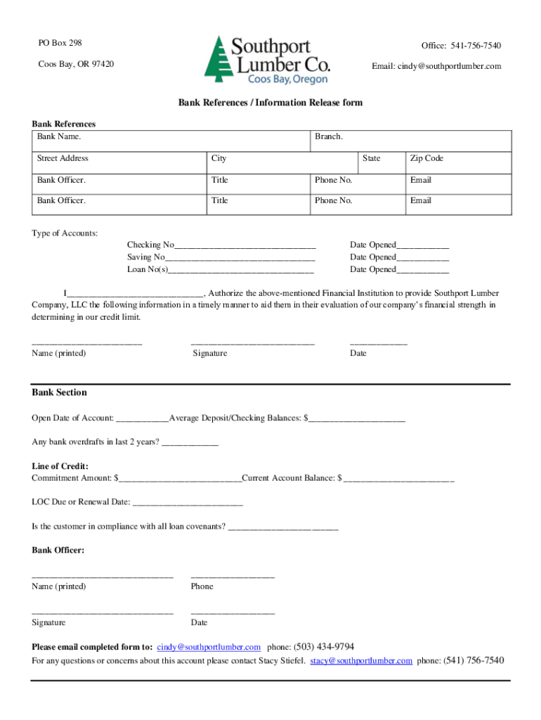 Fillable Online Bank/Credit Reference Form - Omaha - Millard Lumber Fax ...