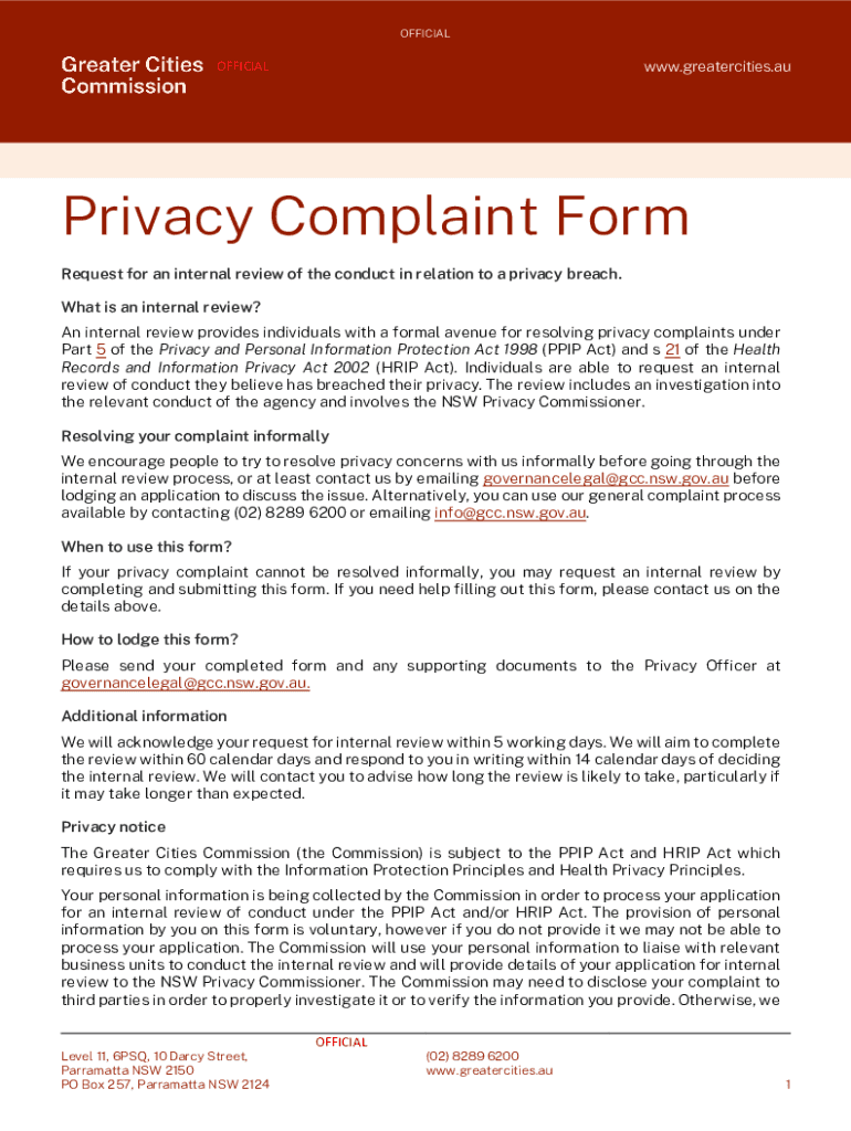 Fillable Online Privacy complaints: Your review rights Fax Email Print - pdfFiller