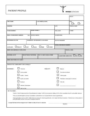 Fillable Online Patient profile form: Fill out & sign online Fax Email ...