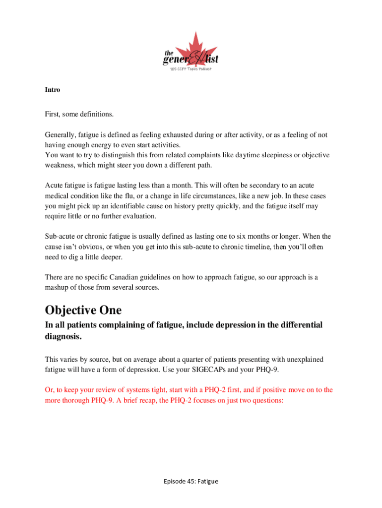 Fillable Online Fatigue Long Form Fax Email Print - pdfFiller