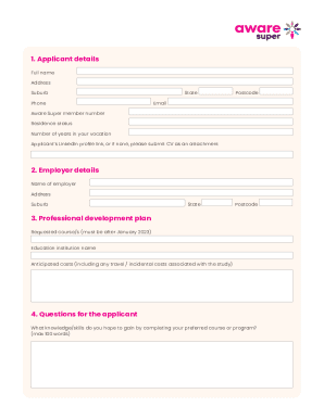 Fillable Online Aware Super Scholarship Application Form Fax Email ...