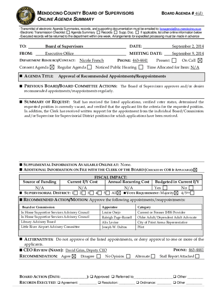 Fillable Online co mendocino ca DEPARTMENT RESOURCE/CONTACT: Fax Email Print - pdfFiller