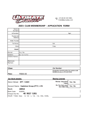 Fillable Online 2023 CLUB MEMBERSHIP - APPLICATION FORM Fax Email Print ...