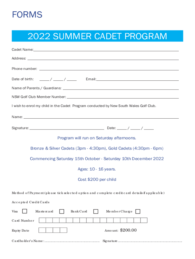 Fillable Online Summer Camp Registration Form JR Fax Email Print ...