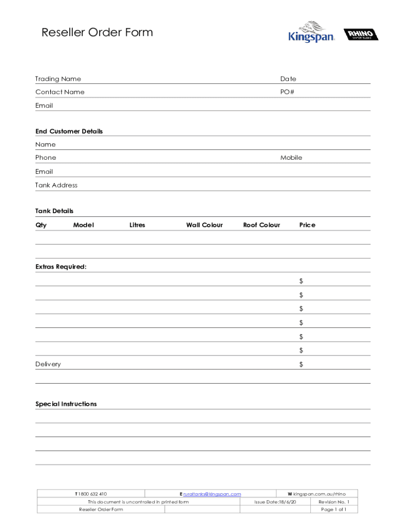 Fillable Online Reseller Order Form Fax Email Print - pdfFiller