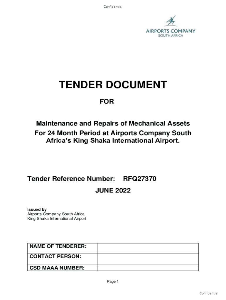 Fillable Online Maintenance and Repairs of Mechanical Assets For 24 ...