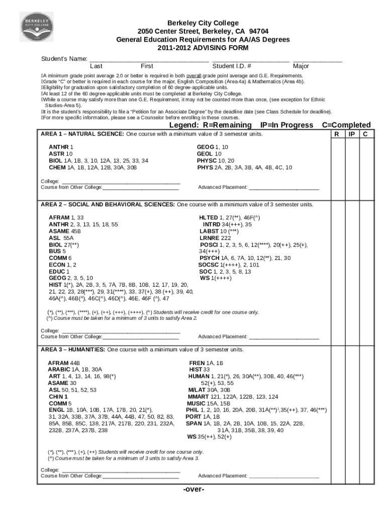 Berkeley City College California State University ... Doc Template | pdfFiller