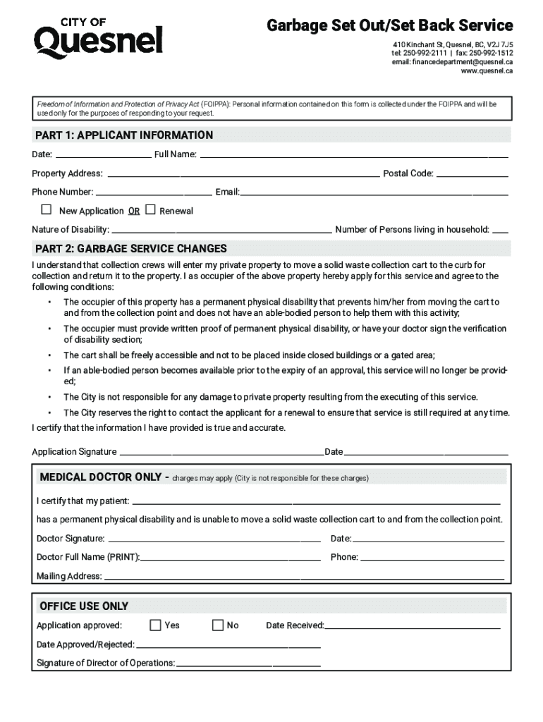 Fillable Online Southern Montana Trash Pickup and Recycling Services ...