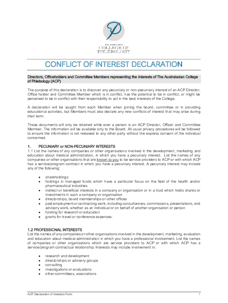 Fillable Online potential conflict of interest or financial affiliation Fax Email Print - pdfFiller