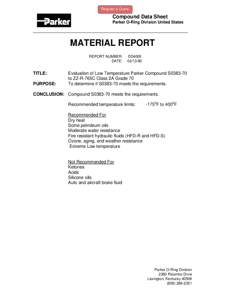 Fillable Online S0383-70 Silicone Datasheet Test Report. Marco Rubber ...