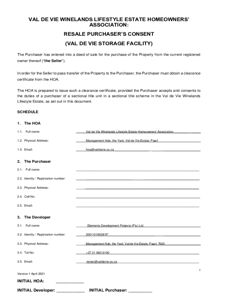 Fillable Online sale of immovable property agreement val de vie phase 1 Fax Email Print - pdfFiller